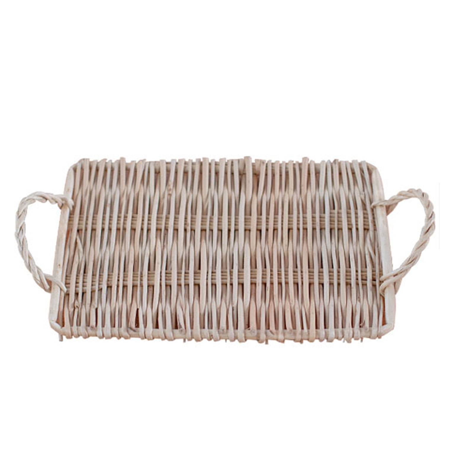 Woven Rattan Decorative Tray Handheld Woven Fruit Snack Bread Tray with ...