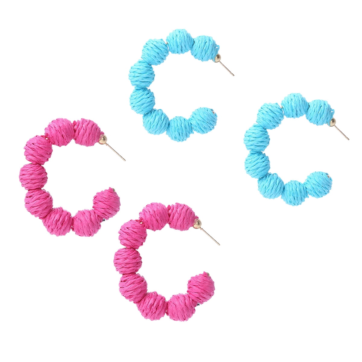 Woven Rattan & Straw Delight Boho Chic Summer Strappy Hoop Earrings ...