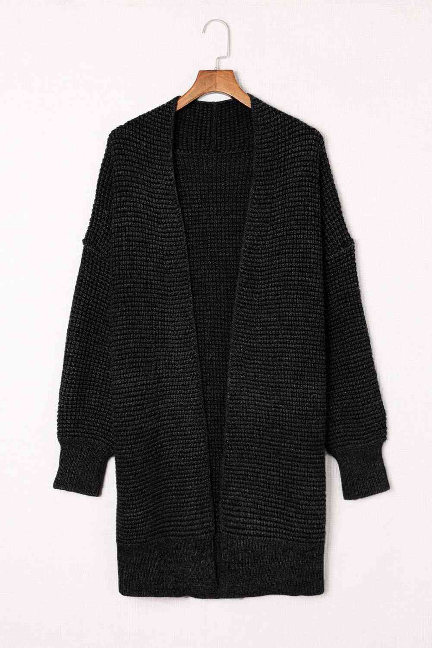 BazaarBey Woven Right Heathered Open Front Longline Cardigan ...