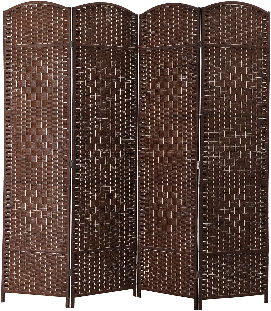 Woven Room Divider 4 Panel 6 Ft Portable Wide Tall Double Hinged ...