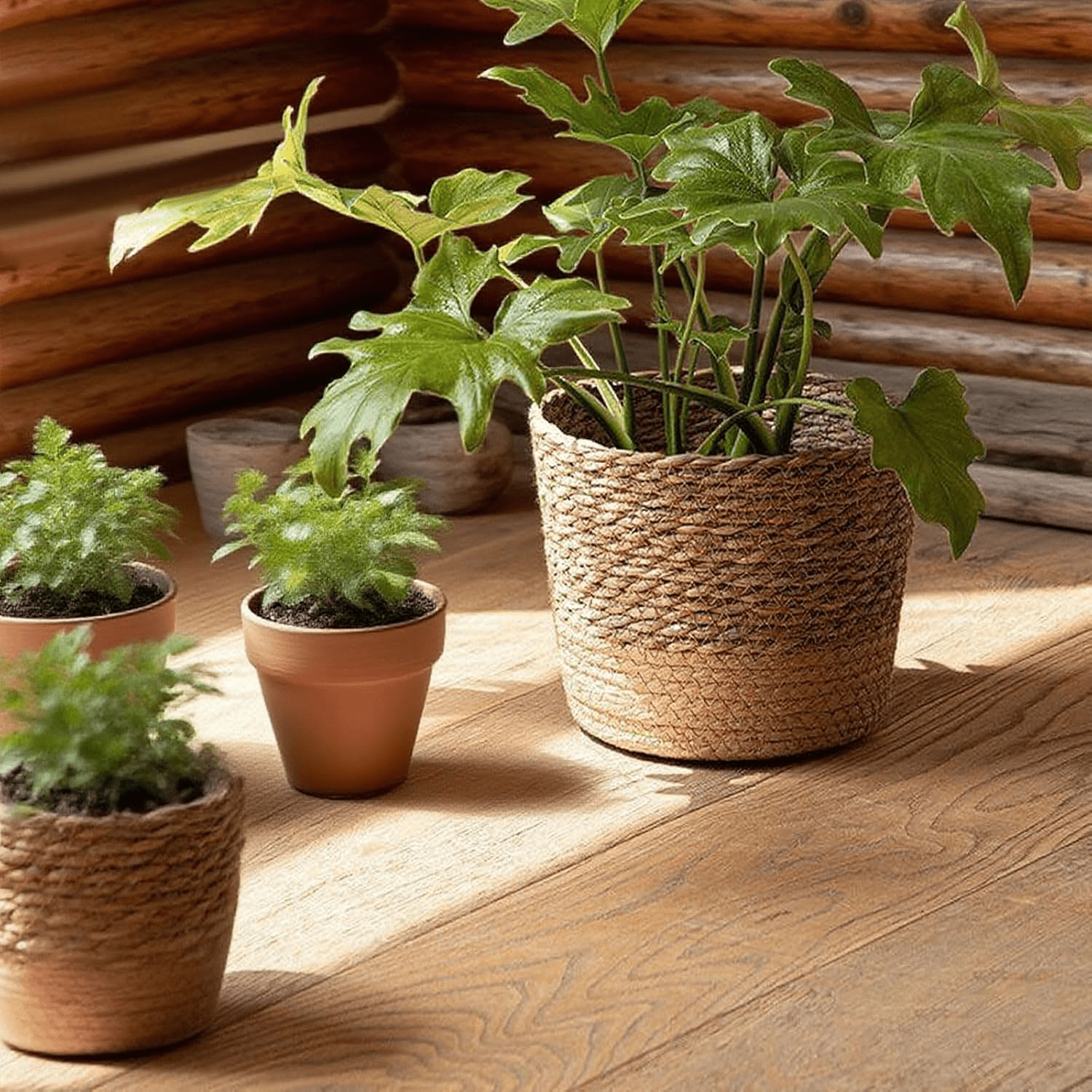 Woven Rustic Decorative Flower Pot Basket - Seagrass Storage Organizer ...