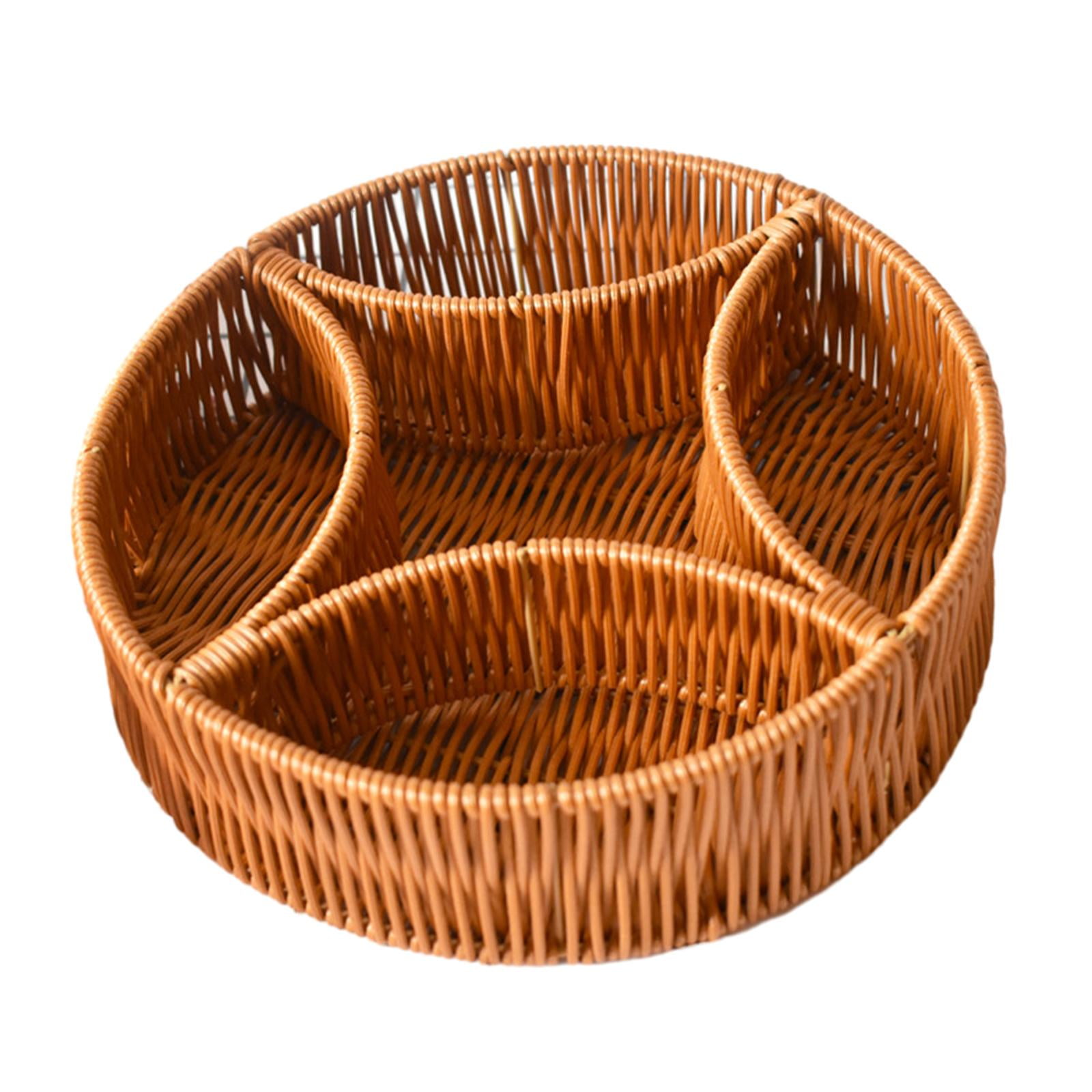 Woven Serving Basket Woven Bread Basket Divided Home Décor Organizer ...