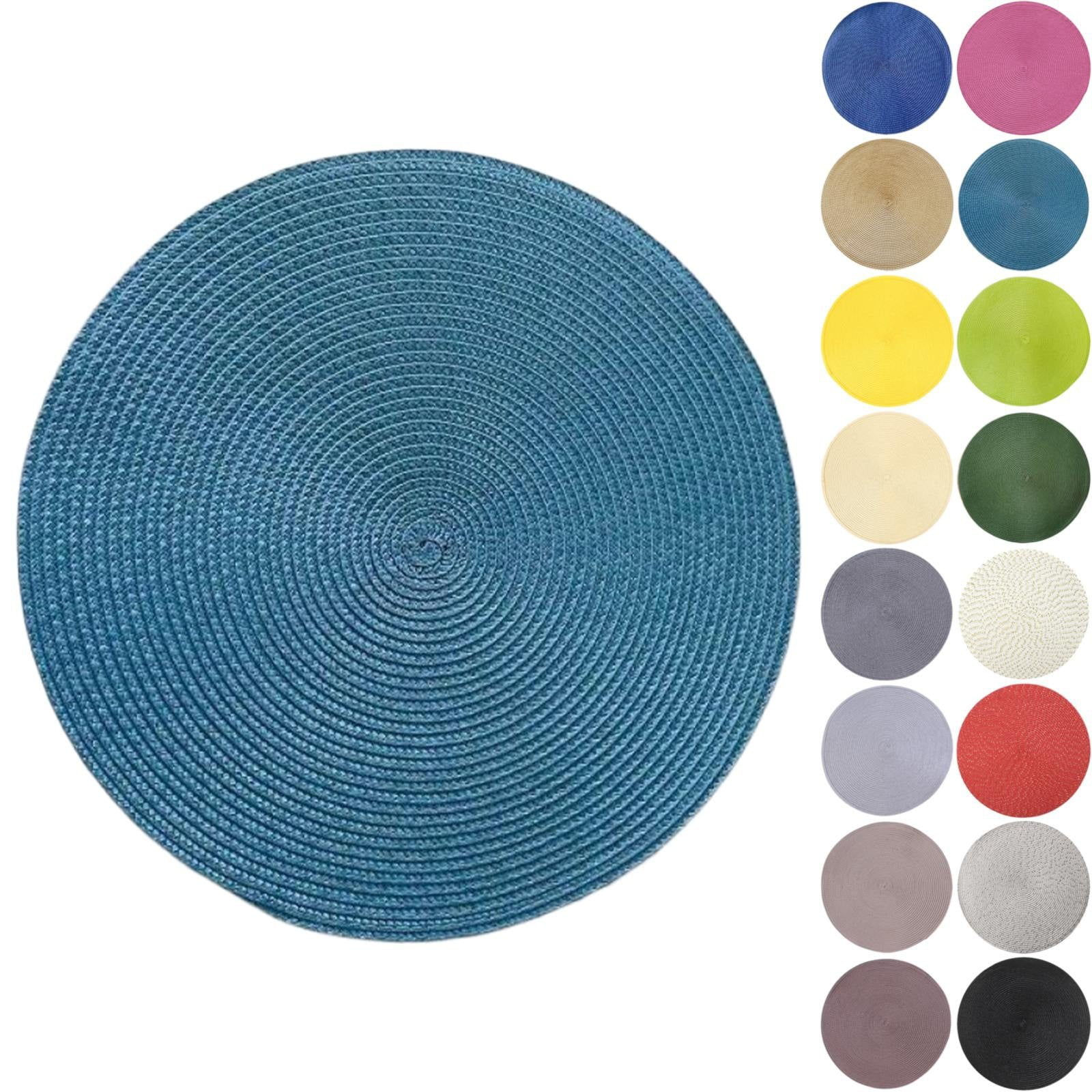 Woven Spiral Table Placemats Set of 4, 15-Inch Round Non-Slip Dining ...