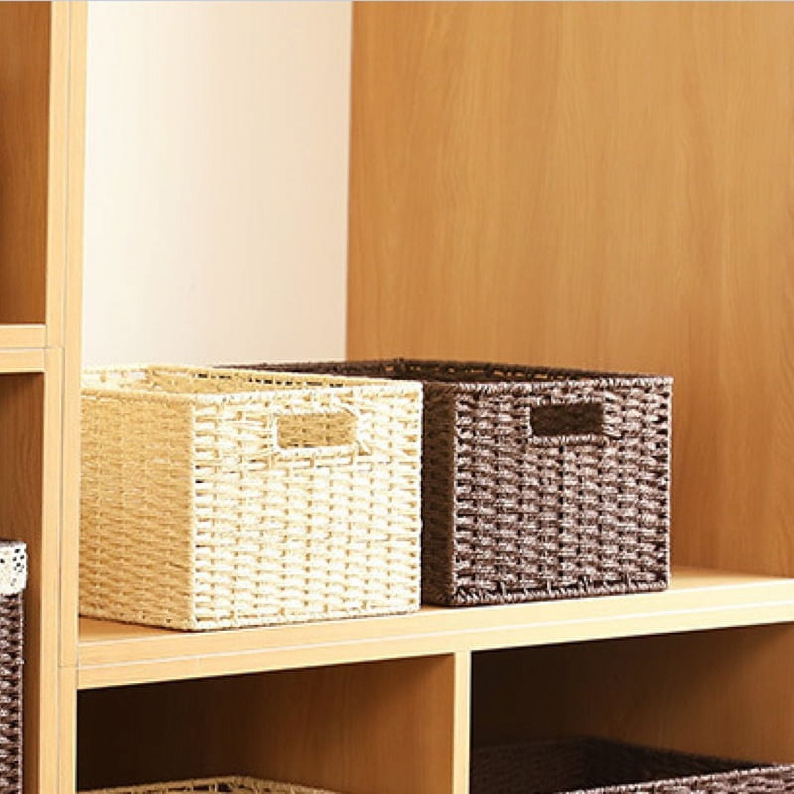 Woven Storage Basket Basket with Built-in Handle Paper Rope Basket ...