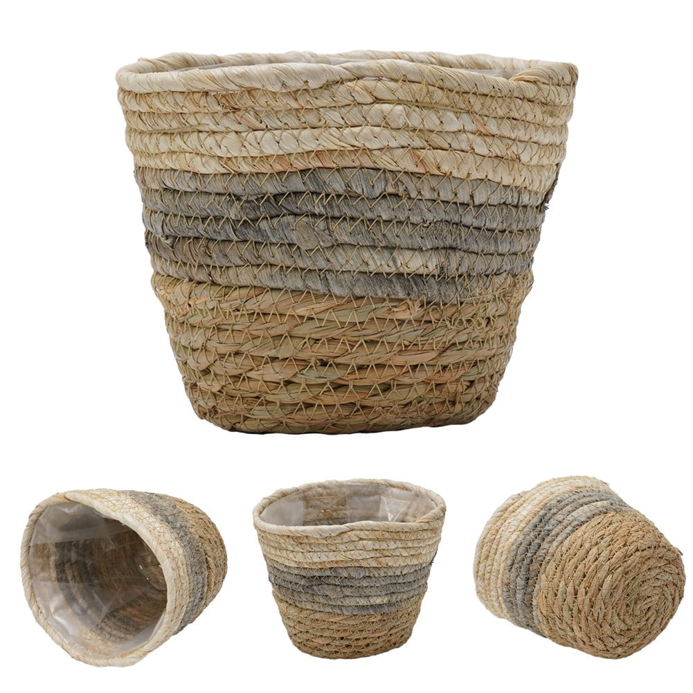 Woven Storage Basket Flower Pot Seagrass Seagrass Rattan Plant Flower ...