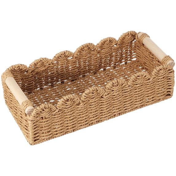 Woven Storage Basket Handmade Paper Rope Toilet Tank Topper Basket ...