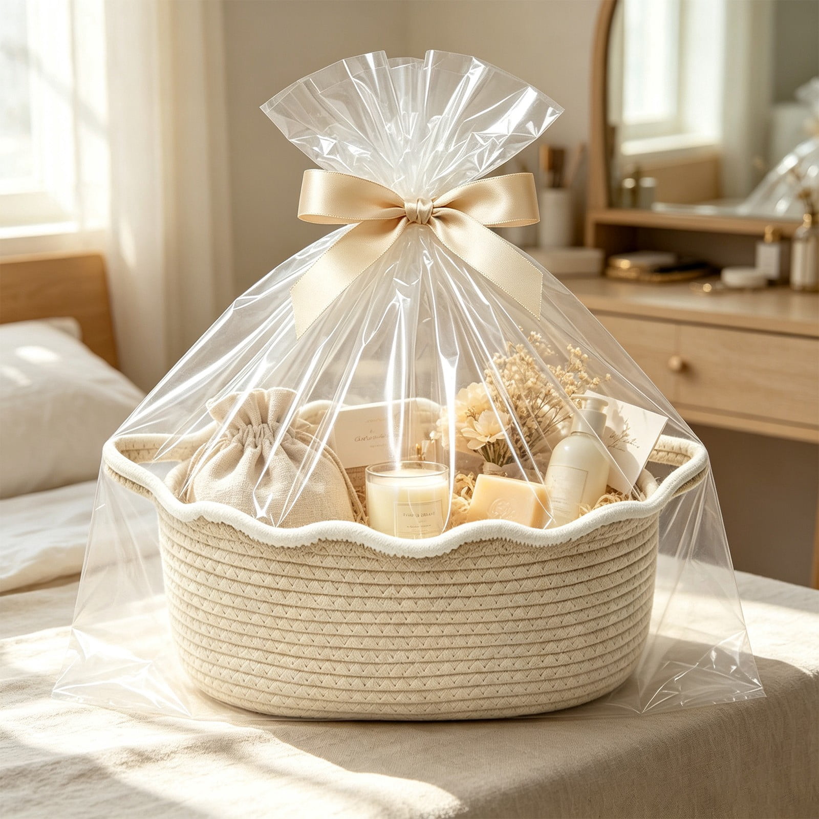Woven Storage Basket Toy Snack Sorting Basket Gift Basket with Ribbon ...