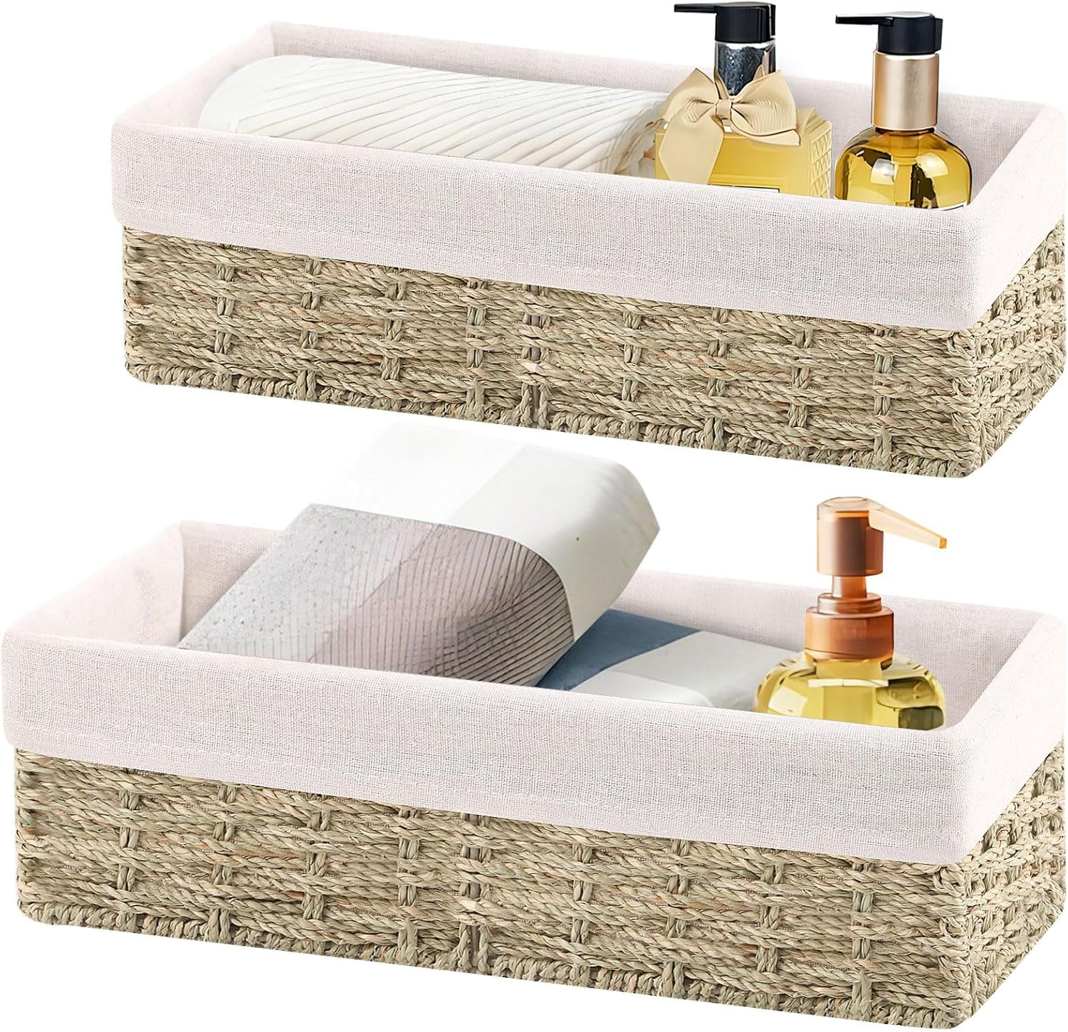 Woven Storage Basket, Wicker Container for Shelf, Decoration Narrow ...
