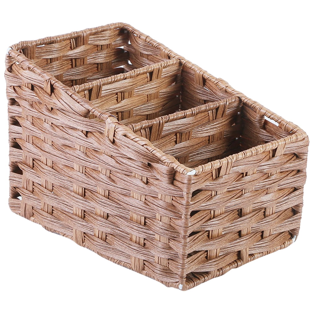WASHWEPE Woven Storage Basket Light Brown 1Pack 12.18X7.07X3.93in ...