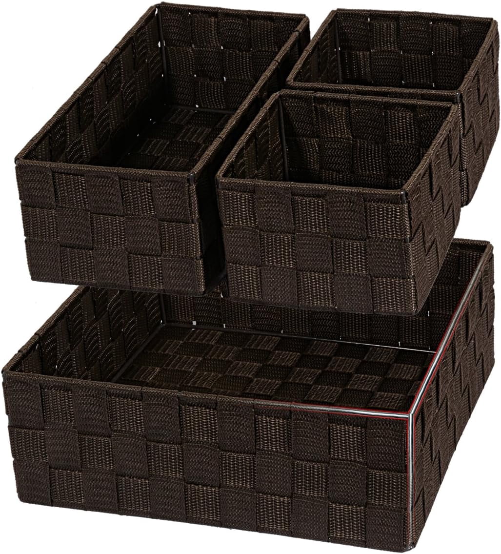 Woven Storage Baskets for Organizing, Small Black Baskets Cube Bin ...