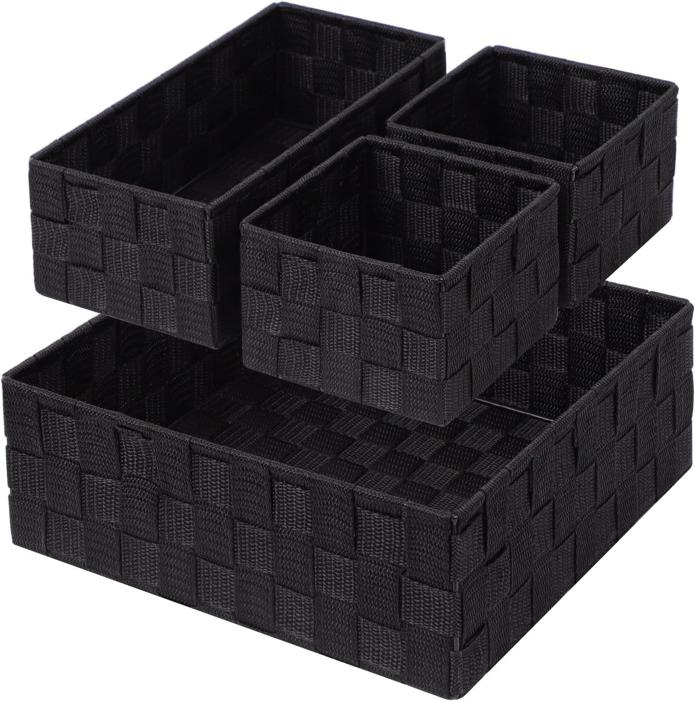 Woven Storage Baskets for Organizing, Small Black Baskets Cube Bin ...