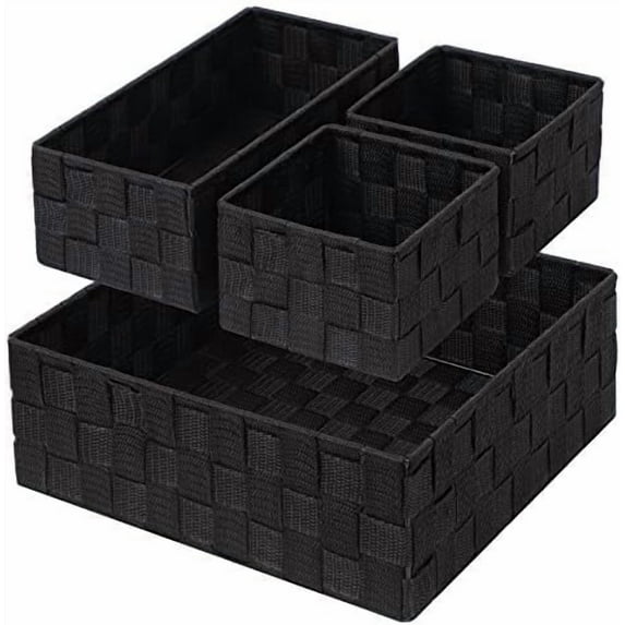 Woven Storage Baskets for Organizing, Small Black Baskets Cube Bin ...