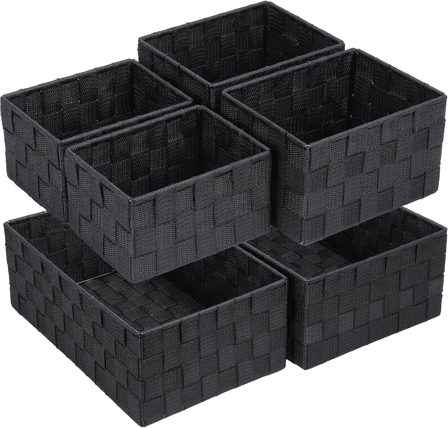 Woven Storage Baskets for Organizing, Small Black Baskets Cube Bin ...