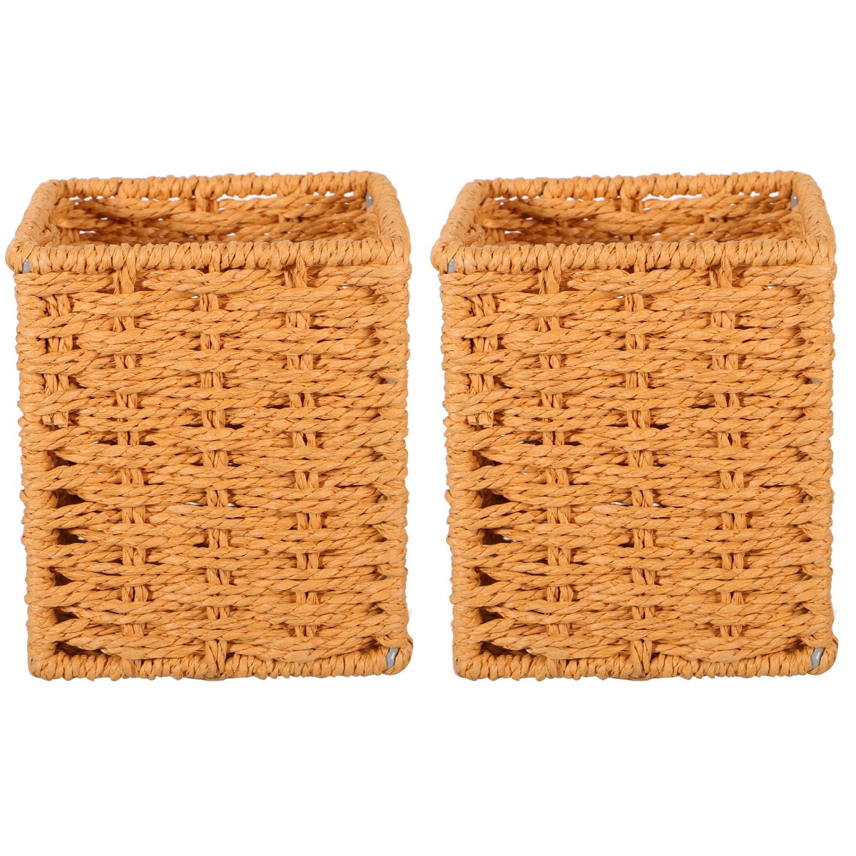 Woven Storage Box Basket Desktop Wire Frame Paper Rope Organizer Case ...
