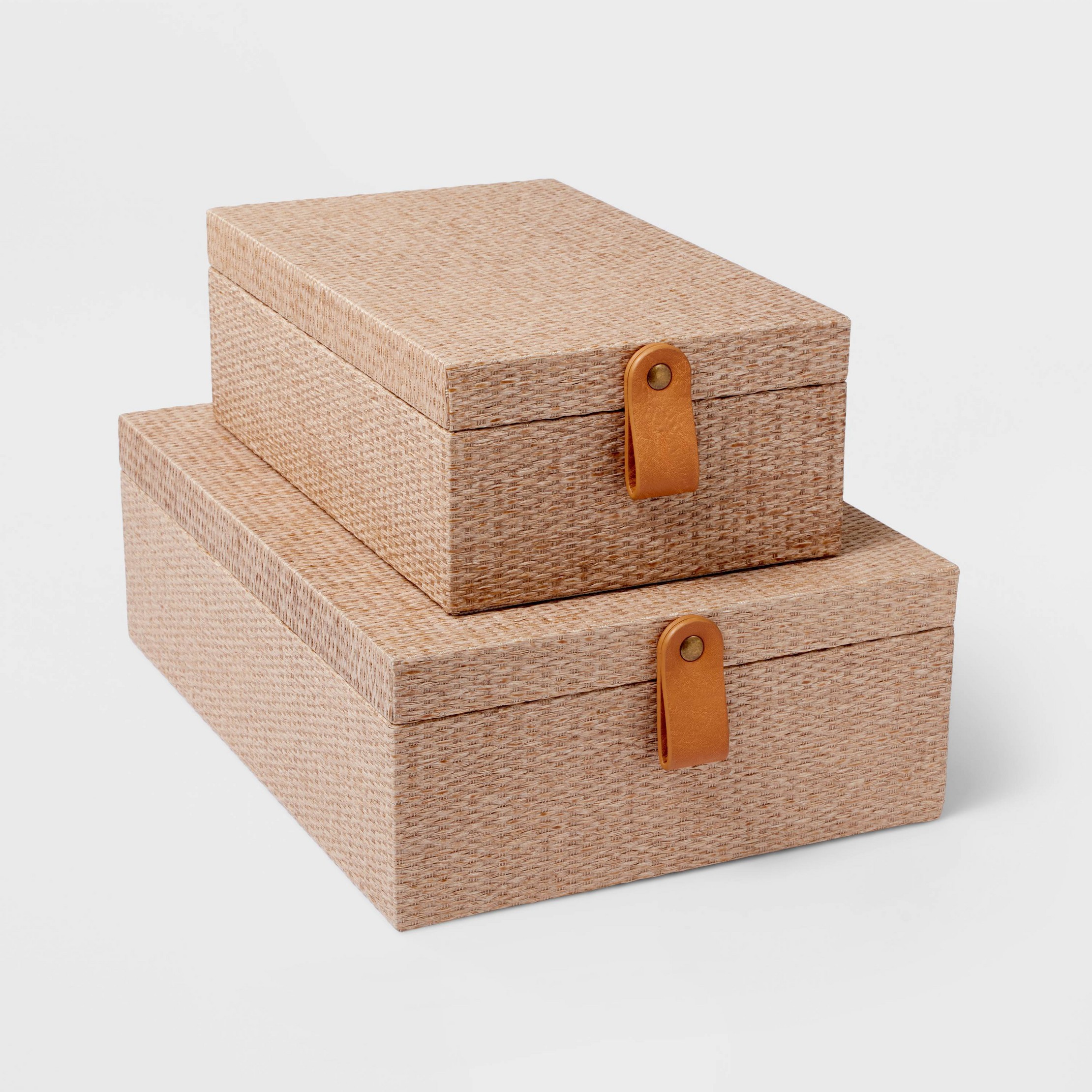 Woven Storage Boxes Set of 2 Taupe: Desk & Office Organizers, FSC ...