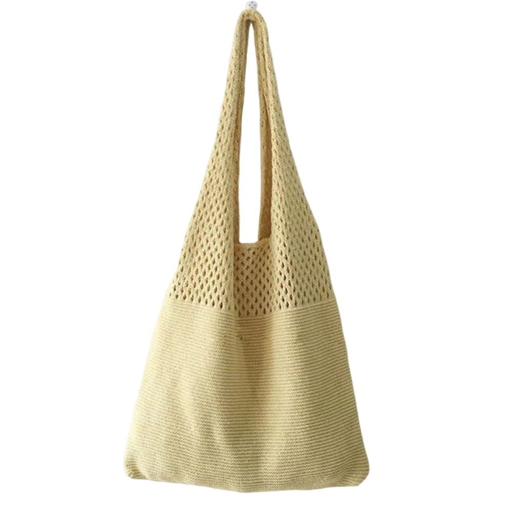 Woven Straw Rattan Hollow Handbag Large Capacity Soft Polyester Fabric ...