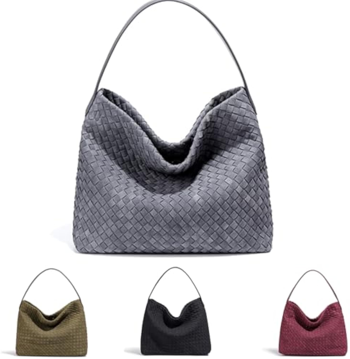 Woven Suede Leather Shoulder Bag-Hobo Tote Trendy Braided Satchel ...