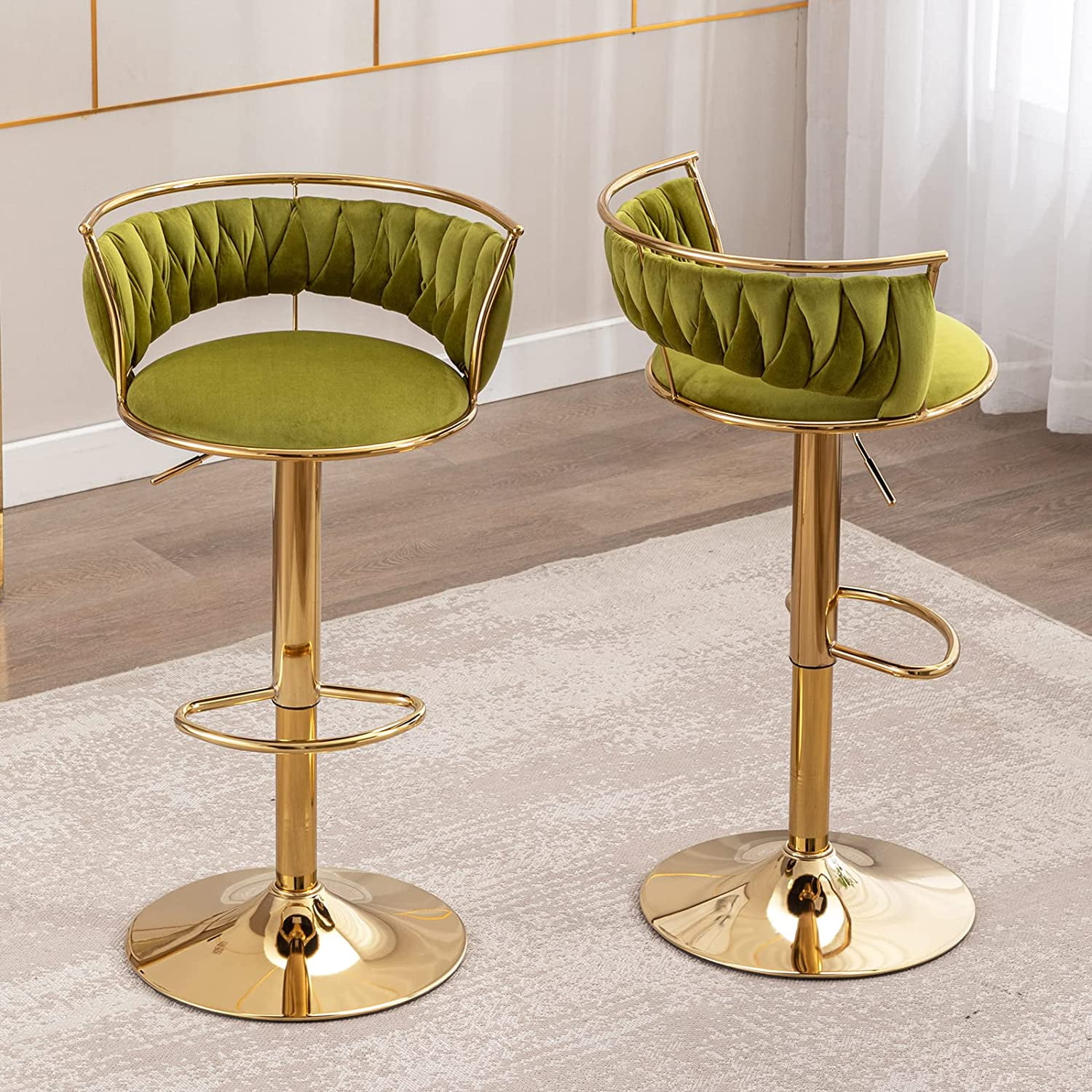 Woven Swivel Bar Stools - Height Adjustable Bar Stools with Woven ...