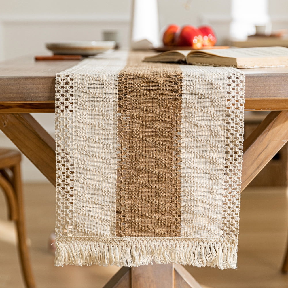 Woven Table Runner Bohemian Hollow Tassel Table Towel - Walmart.com