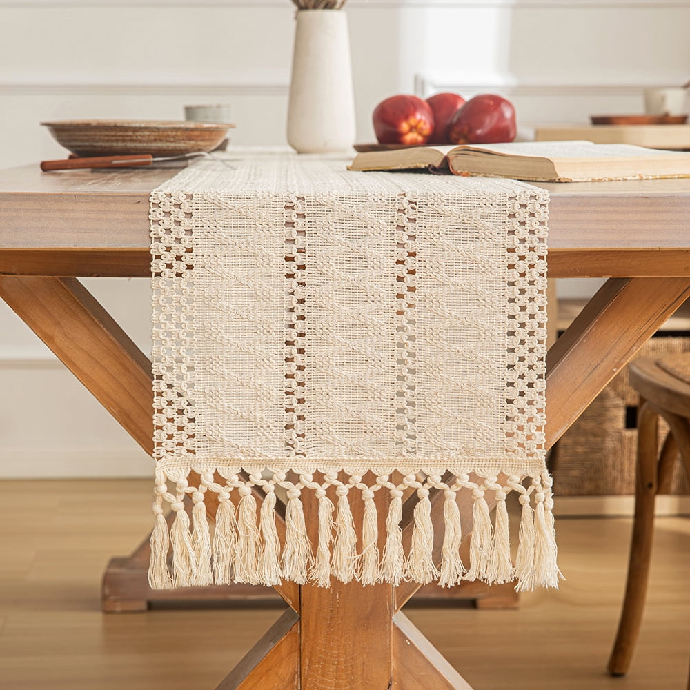 Woven Table Runner Bohemian Hollow Tassel Table Towel - Walmart.com