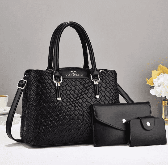 Woven Texture Three-piece Set Large Capacity One Shoulder Combination ...