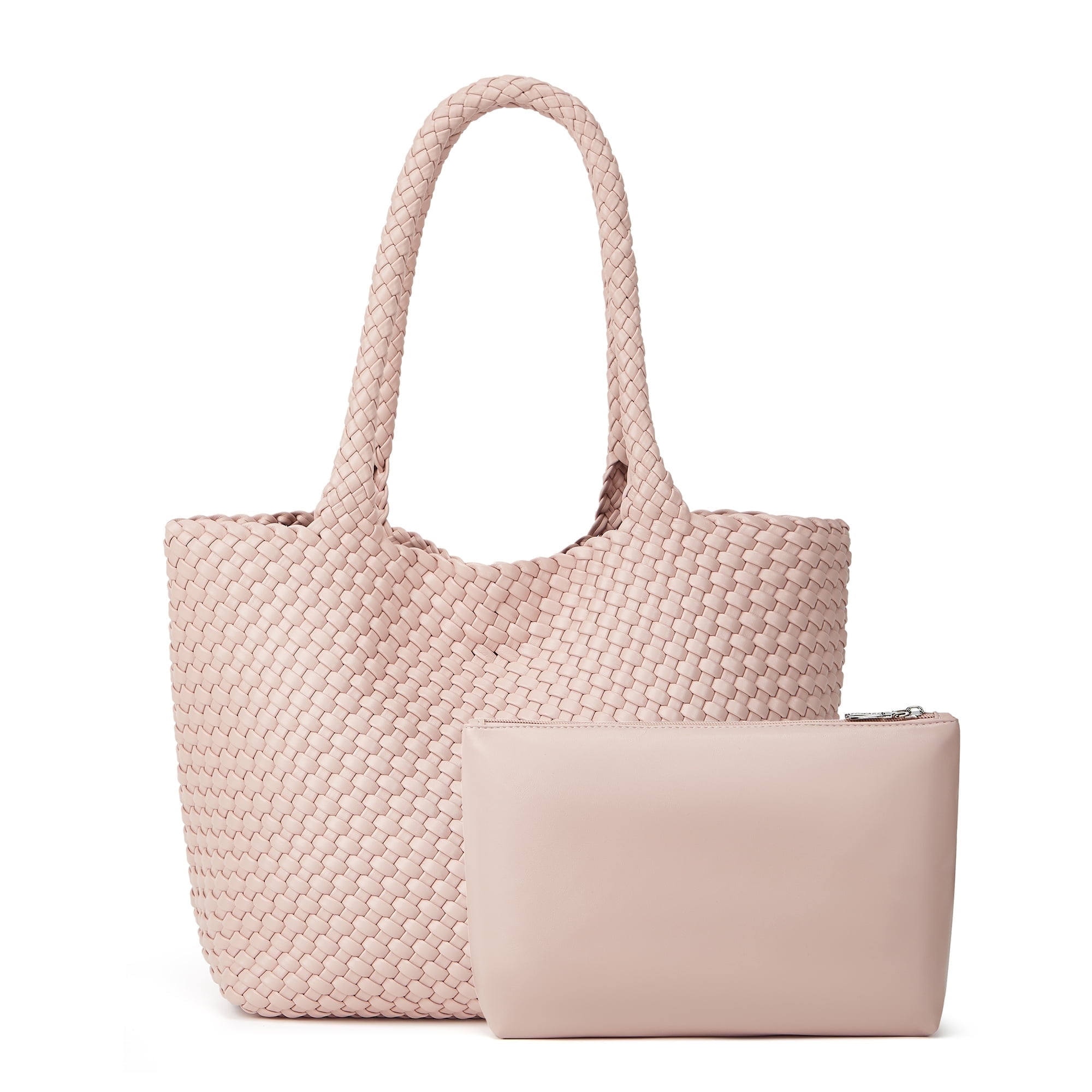 Woven Tote Bag Womens Purse: Vegan Leather Shoulder Handbags - Fashion ...