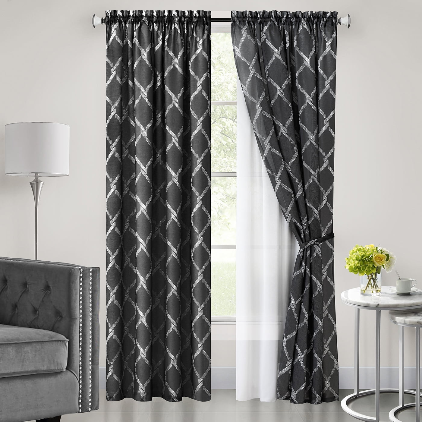 Woven Trends 2-Pack Double Layer Light Filtering Curtains, Moroccan ...