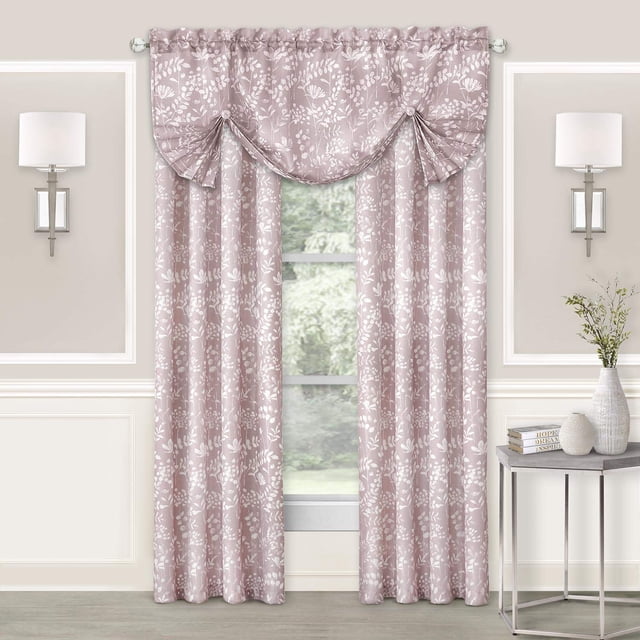 Woven Trends Floral Design Light Filtering Curtains Set, 52 x 63 inches ...