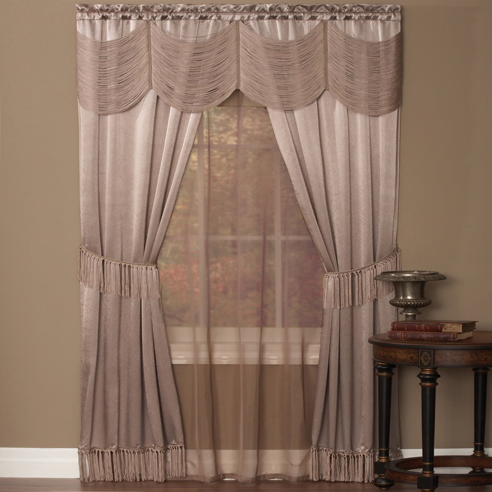 Woven Trends Halley 6 Piece Window Curtain Set, Victorian Style Curtains 63 Inches Long, Window ...