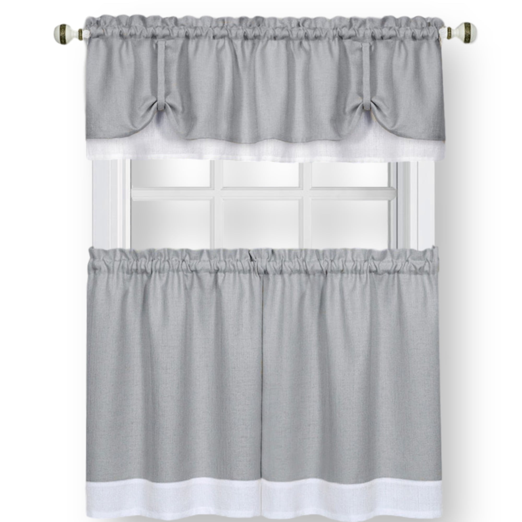 Woven Trends Two-Tone Window Curtain Tier Pair & Valance Set, Double ... Woven Trends Two-Tone Window Curtain Tier Pair & Valance Set, Double ...