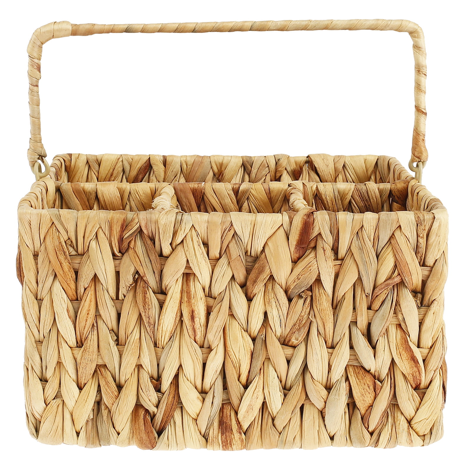 Woven Utensil Caddy with 4 Compartments and Handle Natural Utensil ...