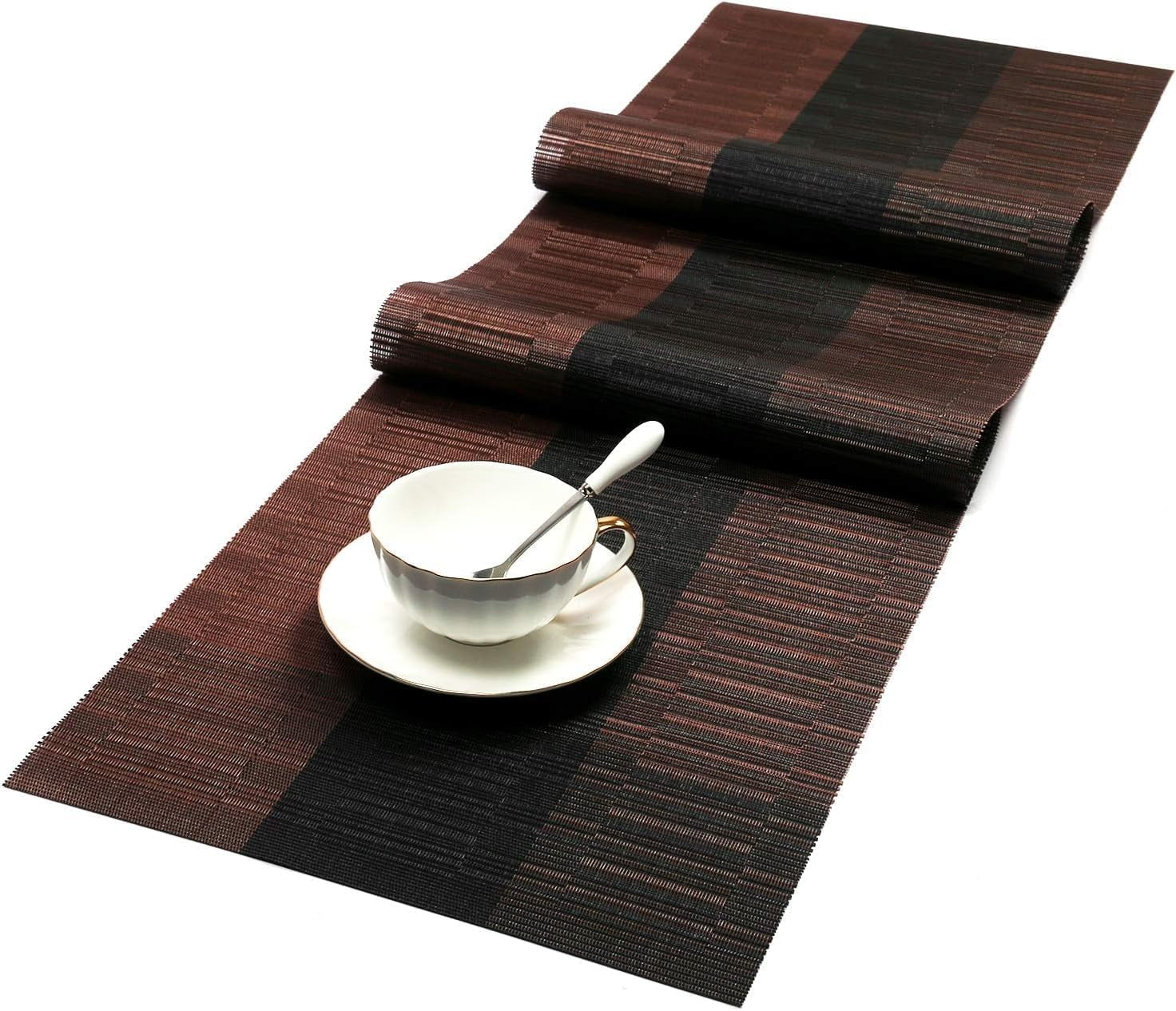 Woven Vinyl Table Runners PVC Table Runners 12 x 90 inch Long Wipeable ...