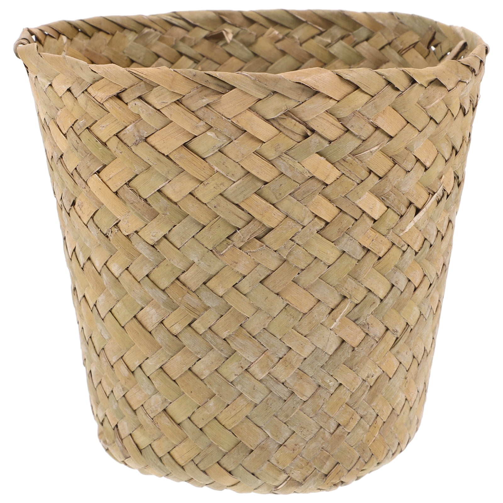 Woven Waste Basket Natural Straw Garbage Can Woven Basket Living Room ...