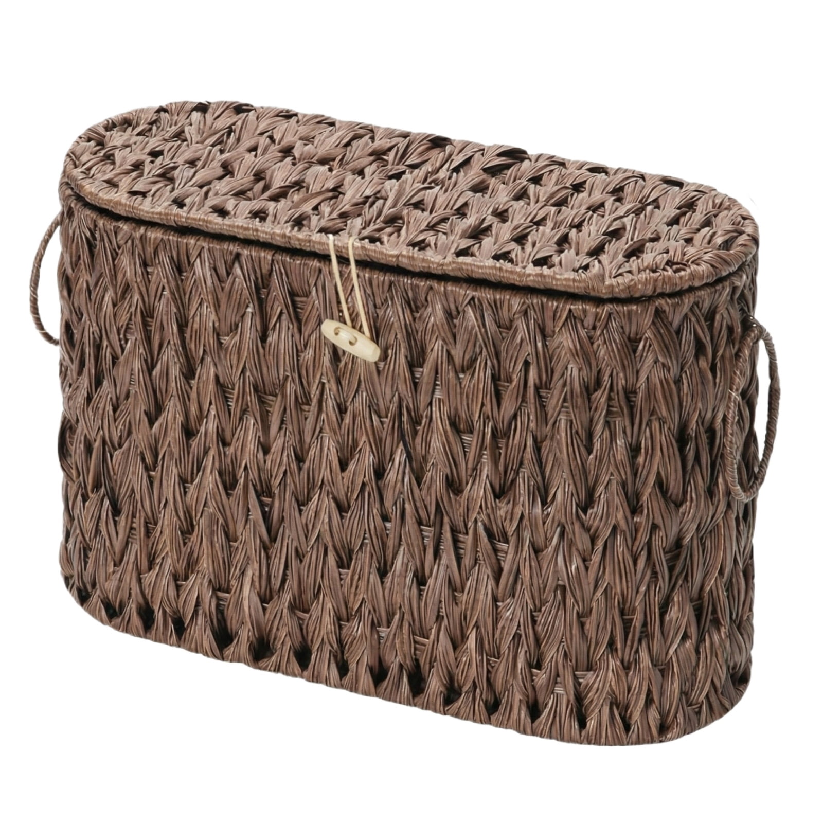 Woven Water Hyacinth Toilet Paper Storage Basket Natural Wicker Bin ...