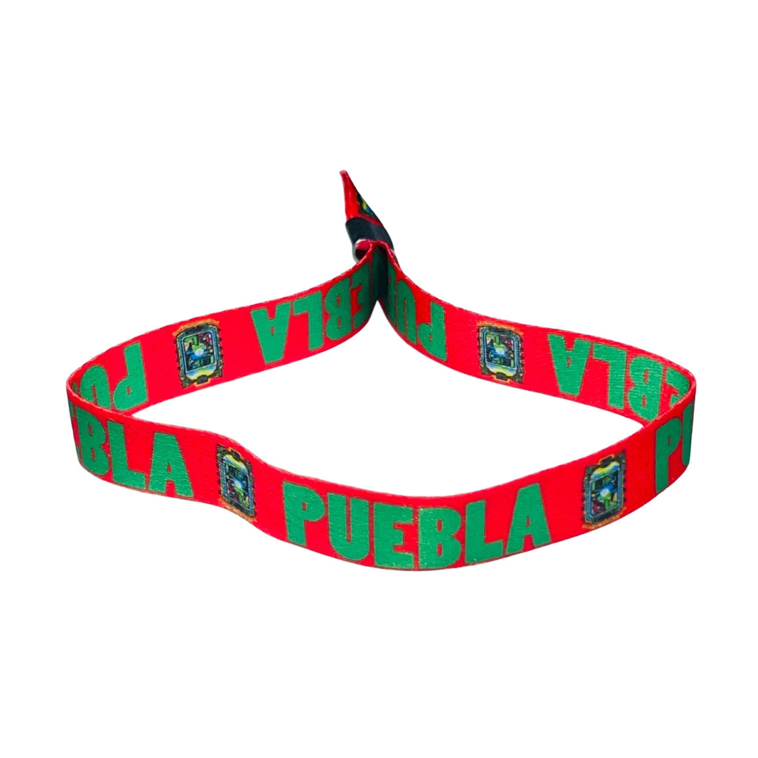 Woven Wristband - Shield of Puebla - Mexico - P2567 | Fabric Bracelet ...