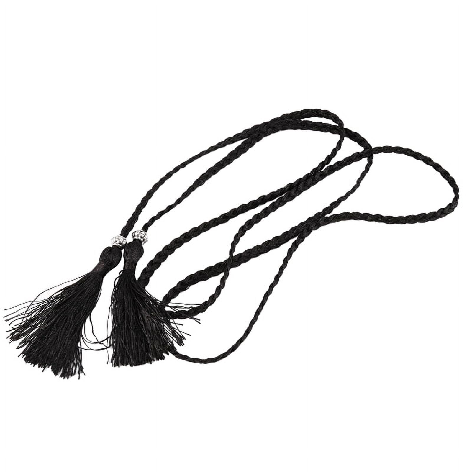 Woven belt knot decorated waist chain waist rope Black - Walmart.com