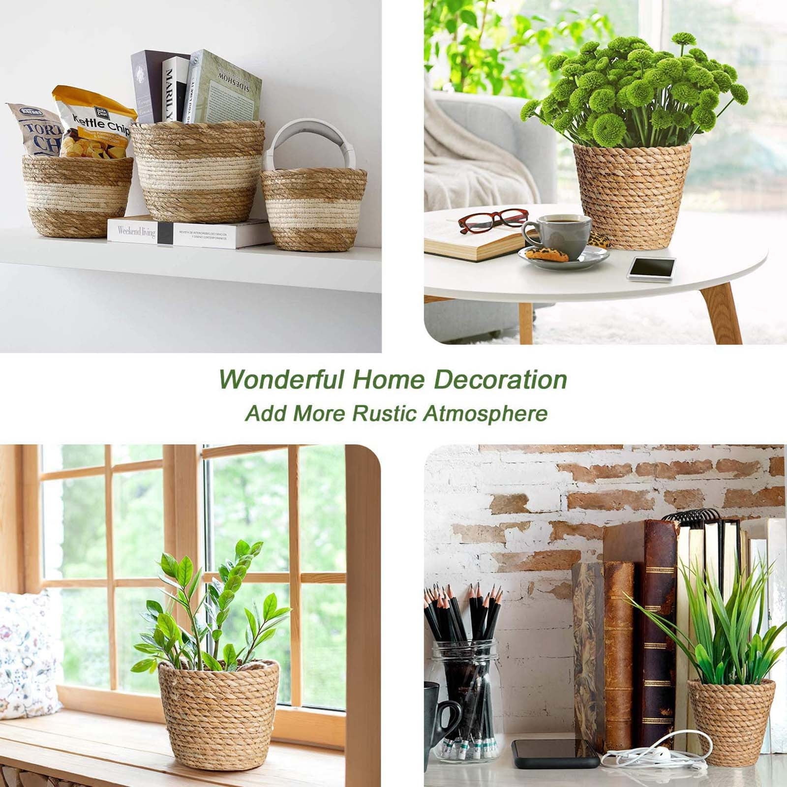 Woven fresh decorative flower pots folding storage flower pots Storage ...