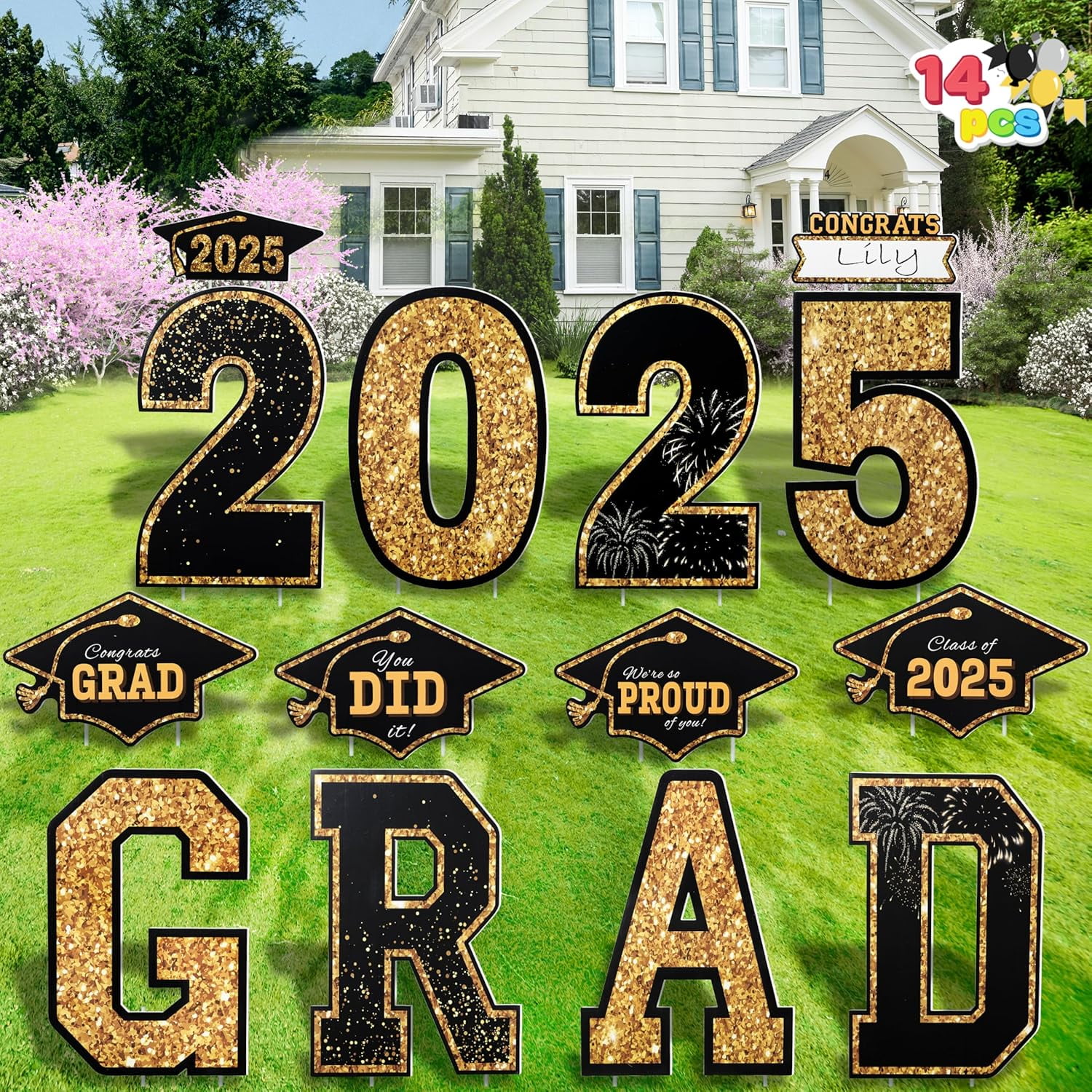 WovenWink 14 Pcs Graduation Yard Signs Class of 2025, Congrats Grad ...