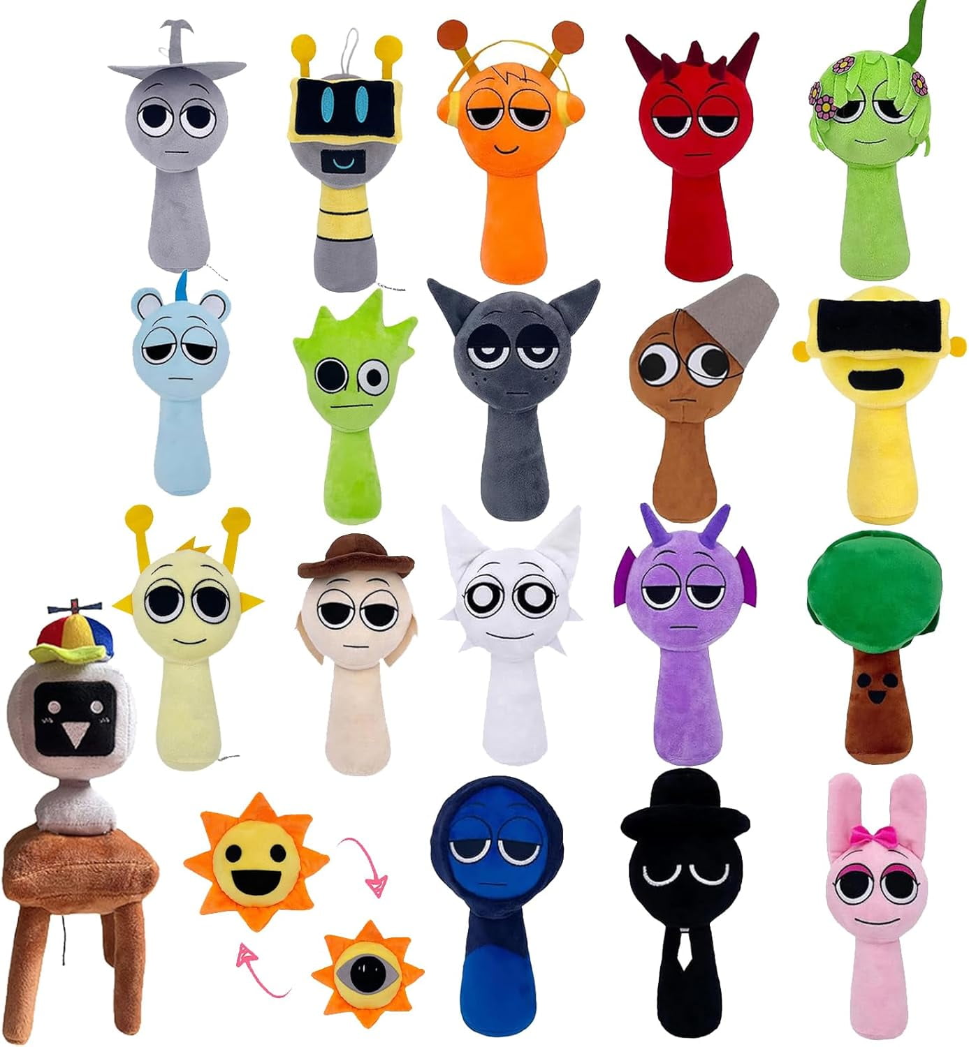 WovenWink 20 Pieces Sprunki Plushies, Sprunky Horror Games Plush Toys ...