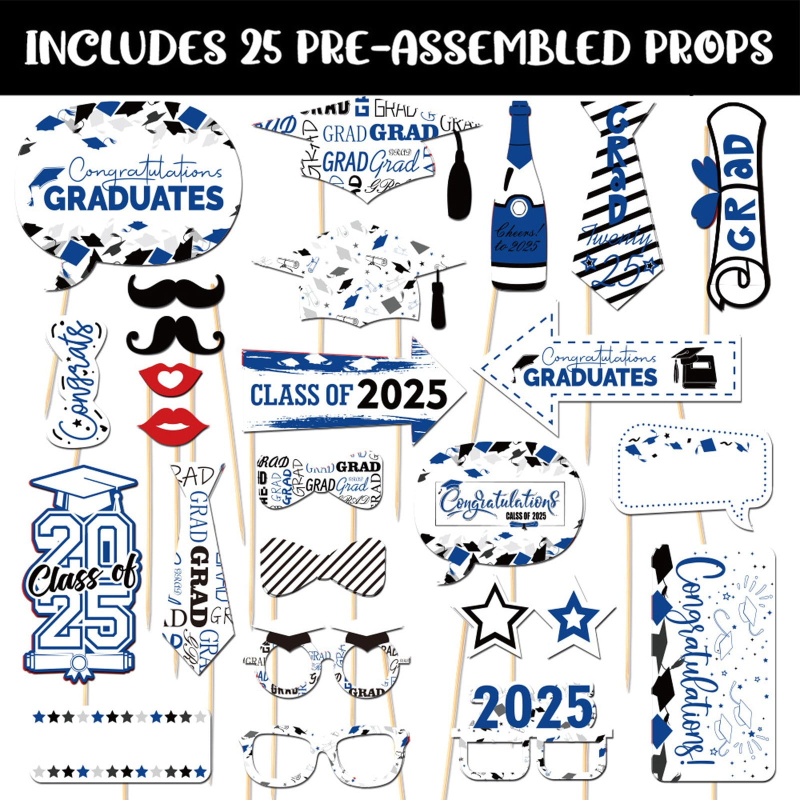 WovenWink 25 Pieces Graduation Decorations 2025 Photography Props Set ...