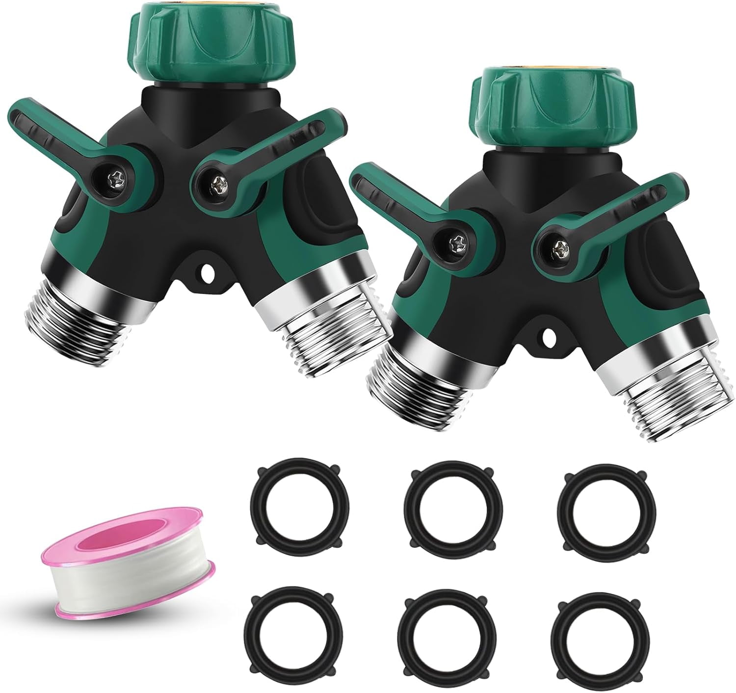 WovenWink 2PC Garden Hose Splitter 2 Way, 3/4" Y Water Hose Splitter ...