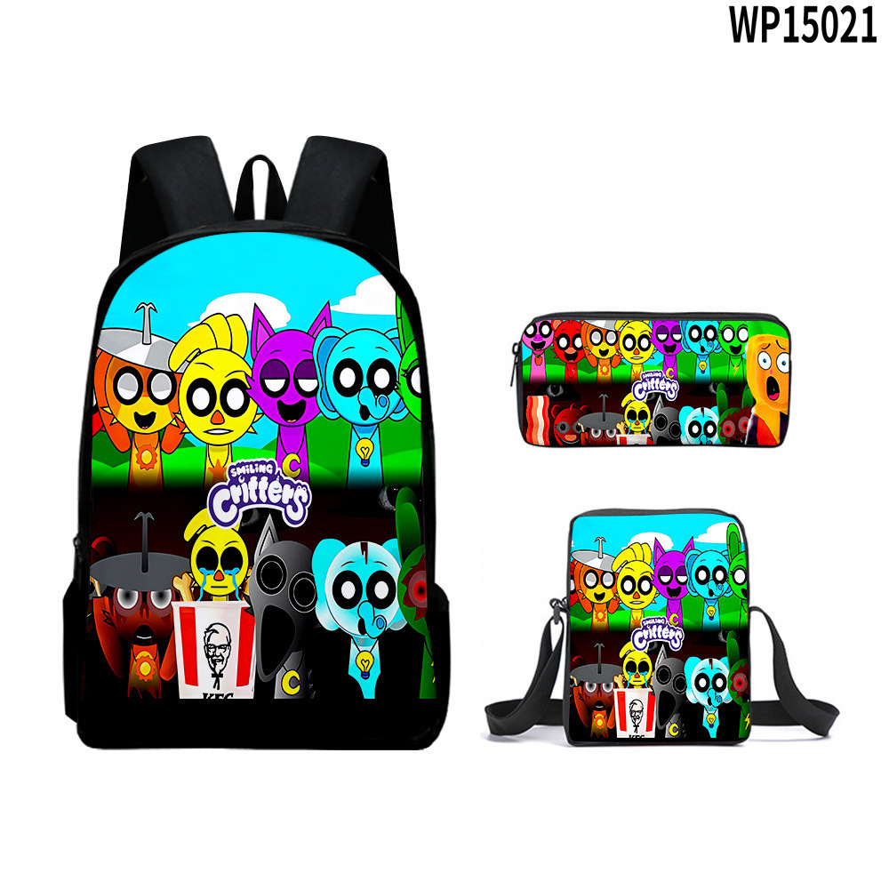 WovenWink 3PC Sprunki Backpacks Sprunky Crossbody Bags Sprunky PenciI ...