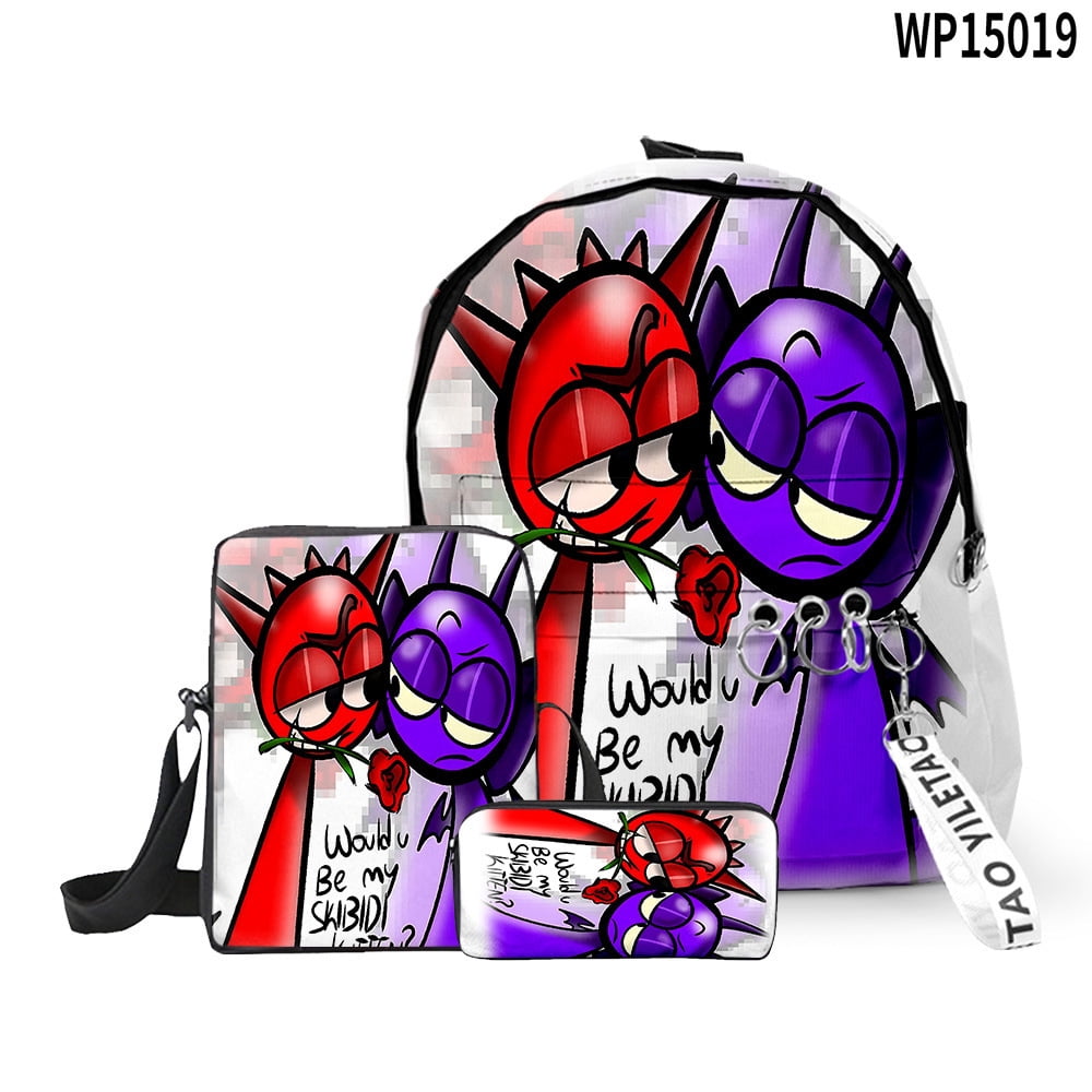 WovenWink 3PC Sprunki Backpacks Sprunky Crossbody Bags Sprunky PenciI ...