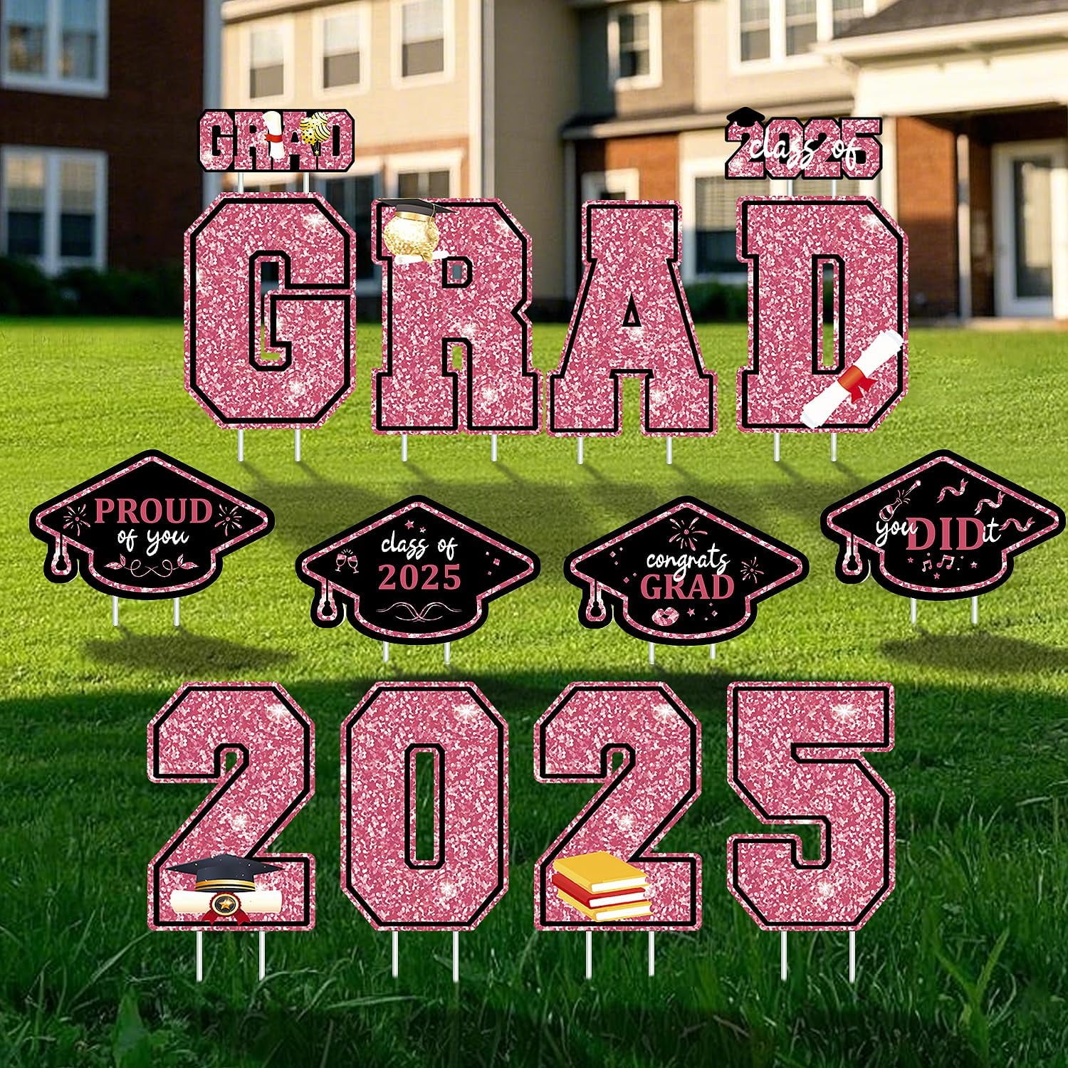 WovenWink Graduation Decorations Yard Sign, 14 PCS Large Congrats Grad ...