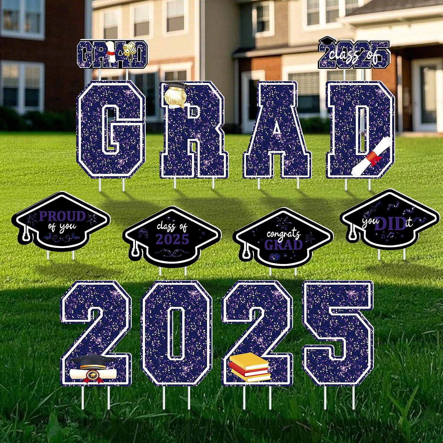 WovenWink Graduation Decorations Yard Sign, 14 PCS Large Congrats Grad ...