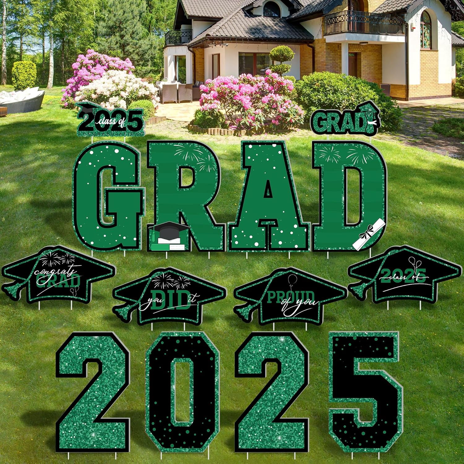 WovenWink Graduation Yard Sign, 14 PCS Large Congrats Grad Lawn Stakes ...