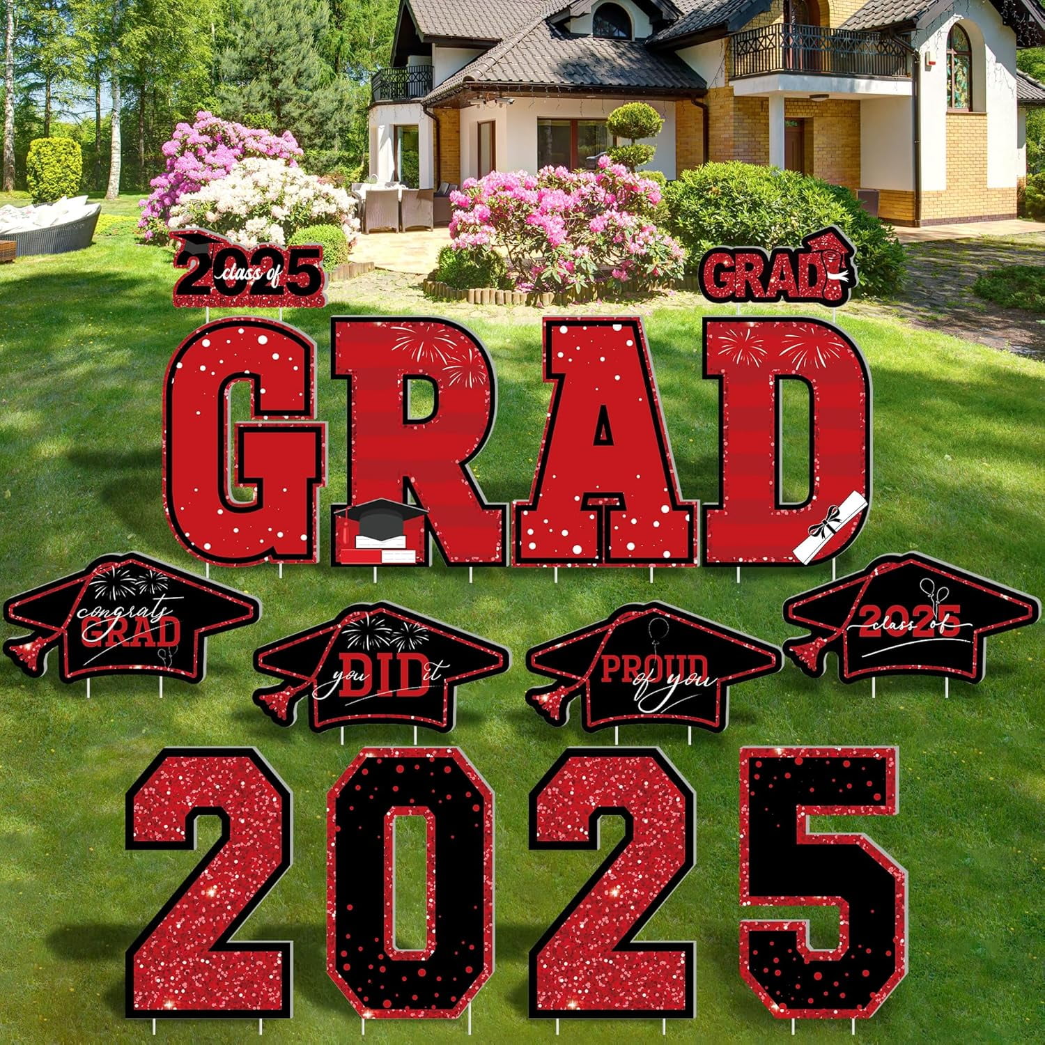 WovenWink Graduation Yard Sign, 14 PCS Large Congrats Grad Lawn Stakes ...