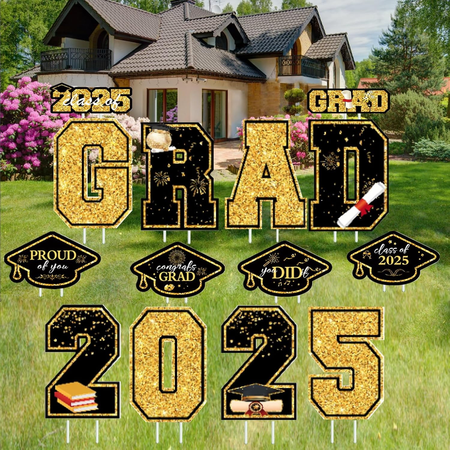 WovenWink Graduation Yard Signs, 14 PCS Congrats Grad Lawn Stakes ...