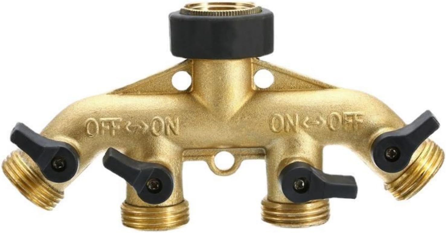 WovenWink Hose Splitter,Copper 4-Way Water Splitter with Ball Valve ...