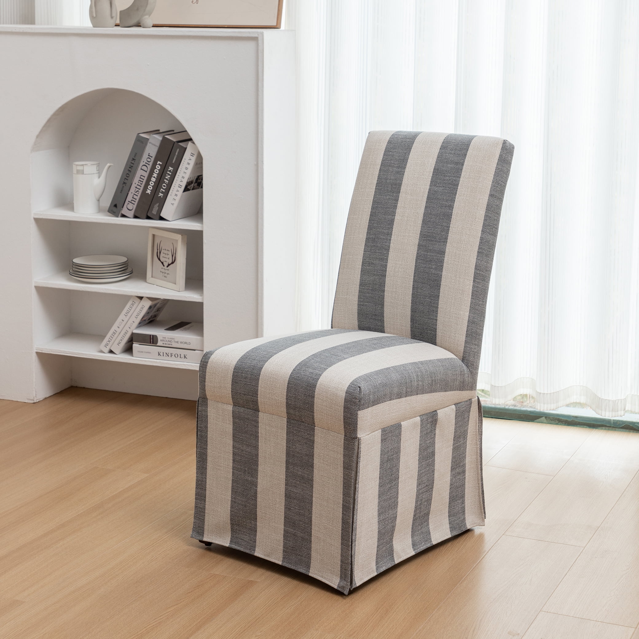 Wovenbyrd Lakeshore Classic Covered Dining Chair, Armless, Wood Frame ...